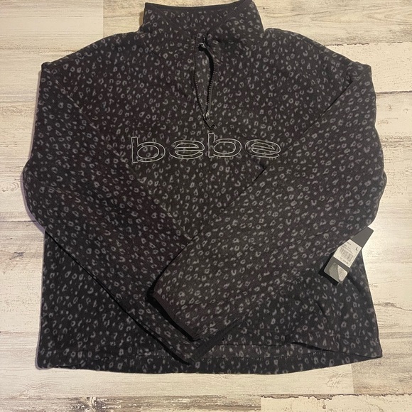 bebe | Jackets & Coats | Womens Bebe Jacket Coat Fleeze Zip Up Black ...